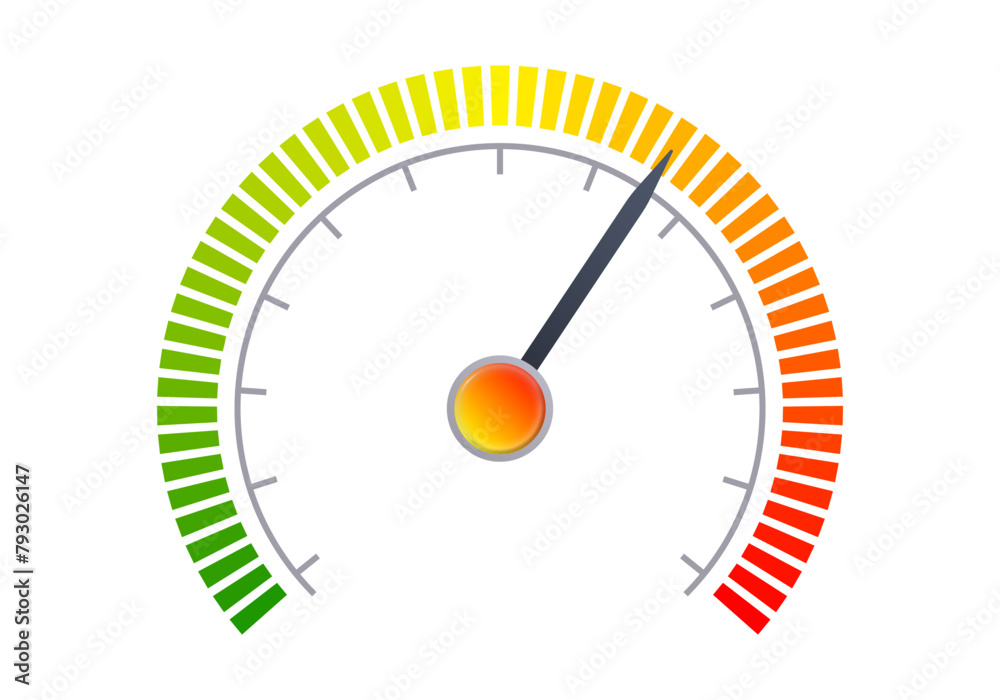 Speedometer Icon Gauge Speed Meter Risk Indicator With Arrow And Colorful Scale Infographic