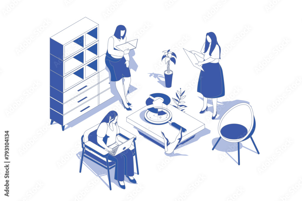 Focus group 3d isometric concept in isometry graphic design for web ...