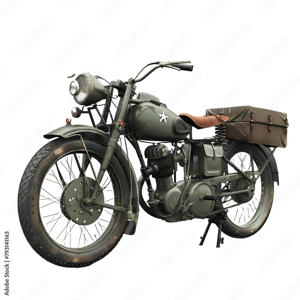 Vintage Military Motorcycle with Sidecar Isolated on White Background ...