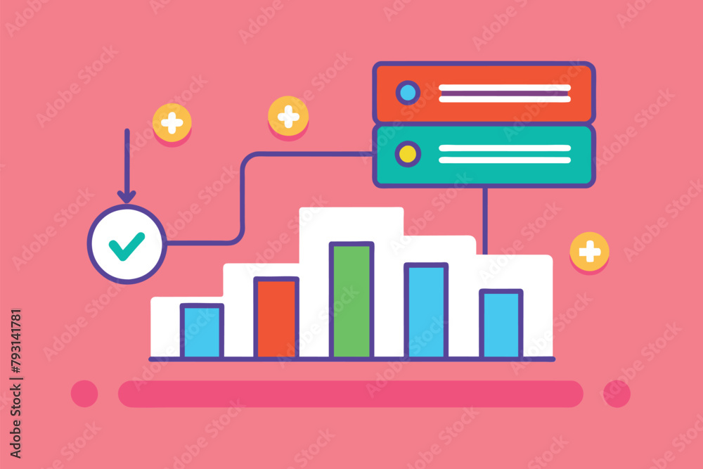 A bar chart displaying data with a prominent check mark symbol on one ...