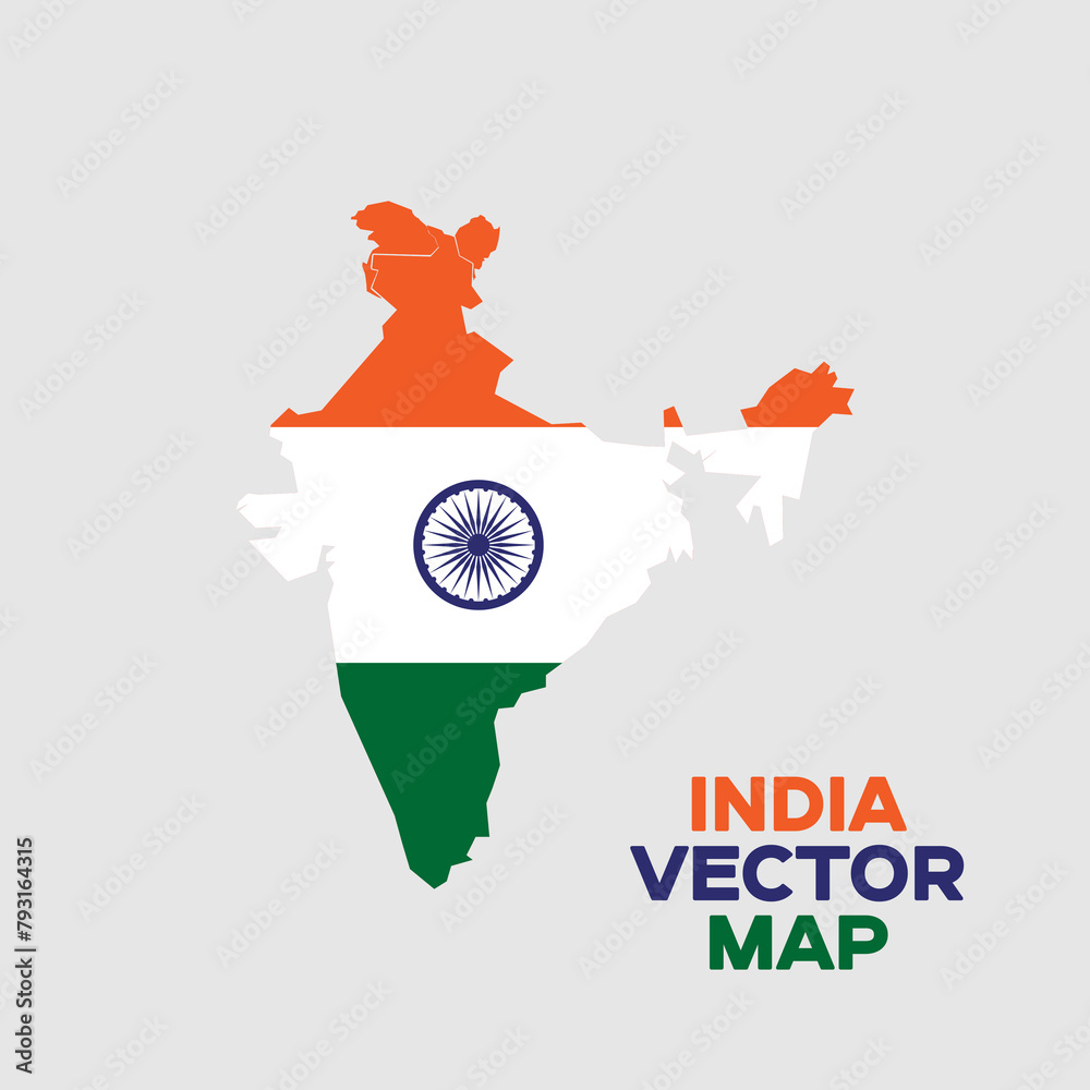 Vector de Stock Vector Illustration of India Map including Kashmir ...