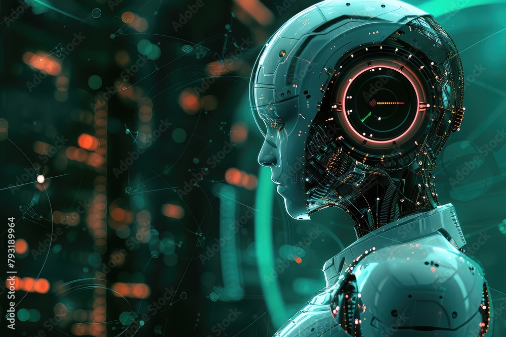 A warrior-soldier of the future cyborg in cyberpunk, futuristic, high ...