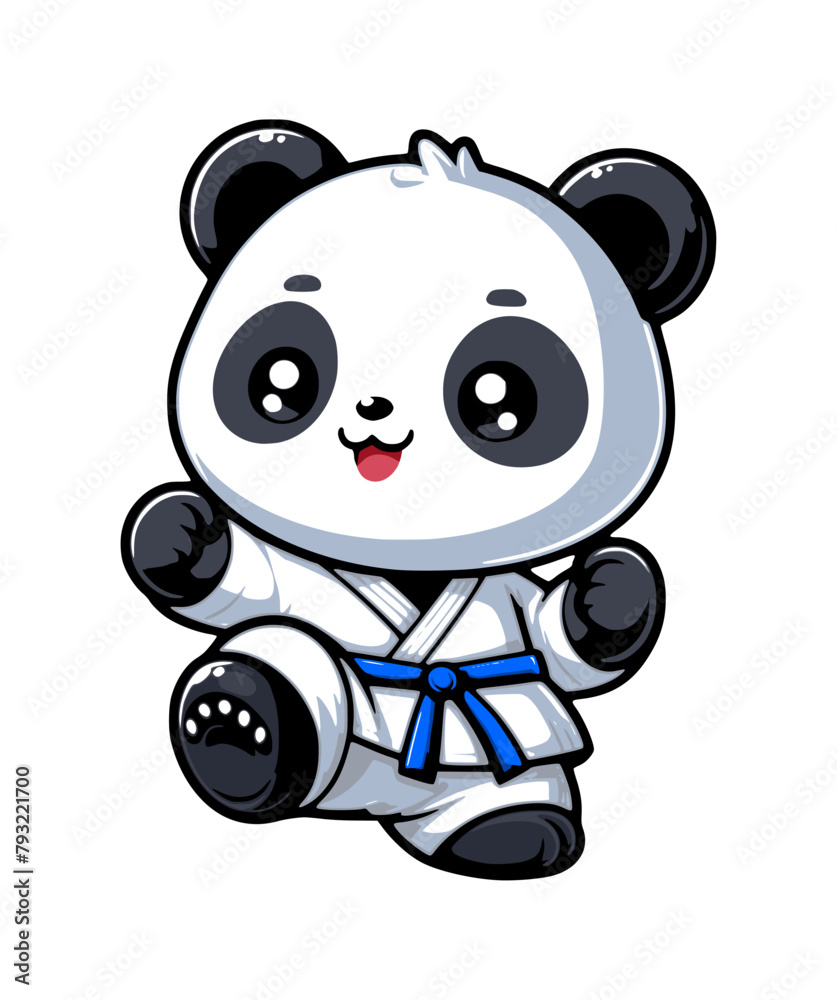 cartoon character of panda as martial art athlete - colour on ...