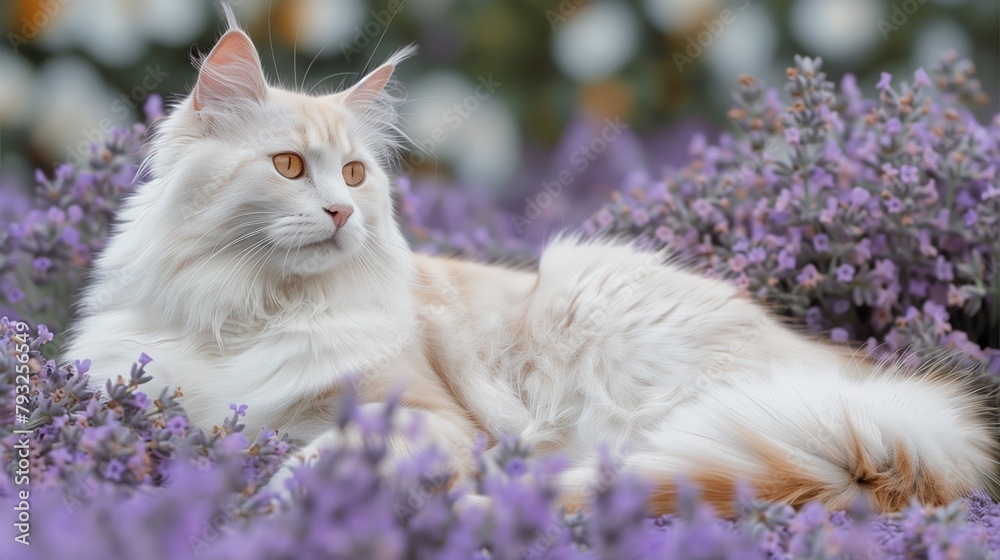 Stunning Image of a Pure White Tomcat on a Lavender Background ...