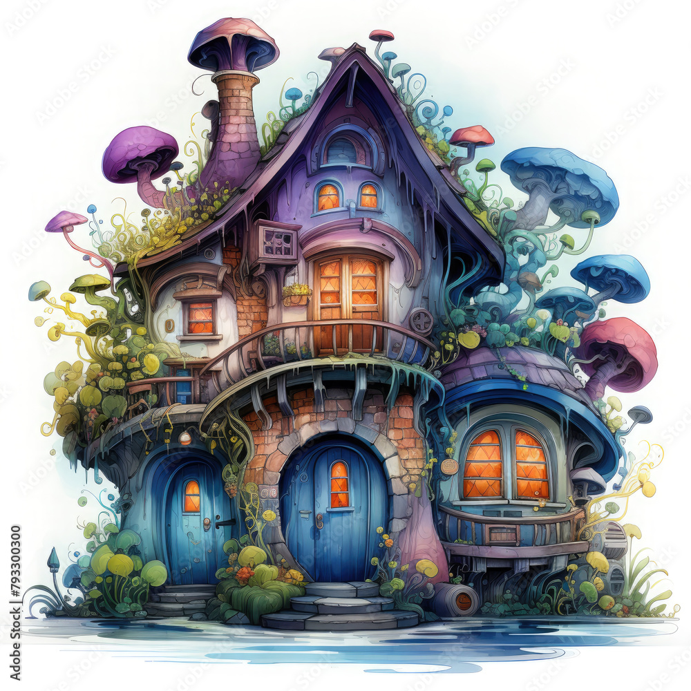 Watercolor monster house vector, clipart Illustration, Generative Ai ...
