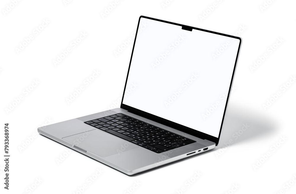 Open Macbook silver laptop by Apple isolated on transparent background ...