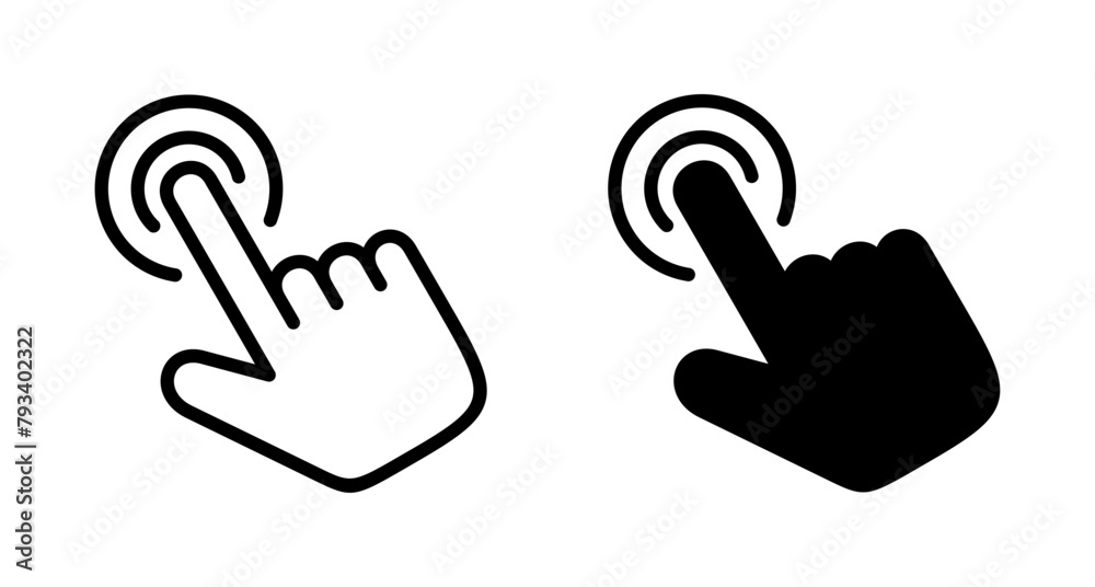 Hand cursor icon vector isolated on white background. Hand click icon ...