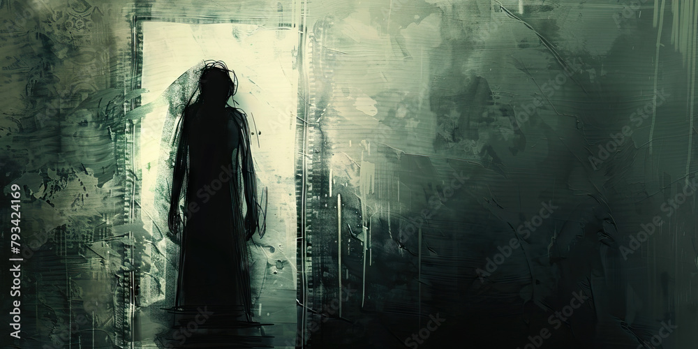 Haunting: The Shadowy Figure and Flickering Light - Visualize a shadowy ...