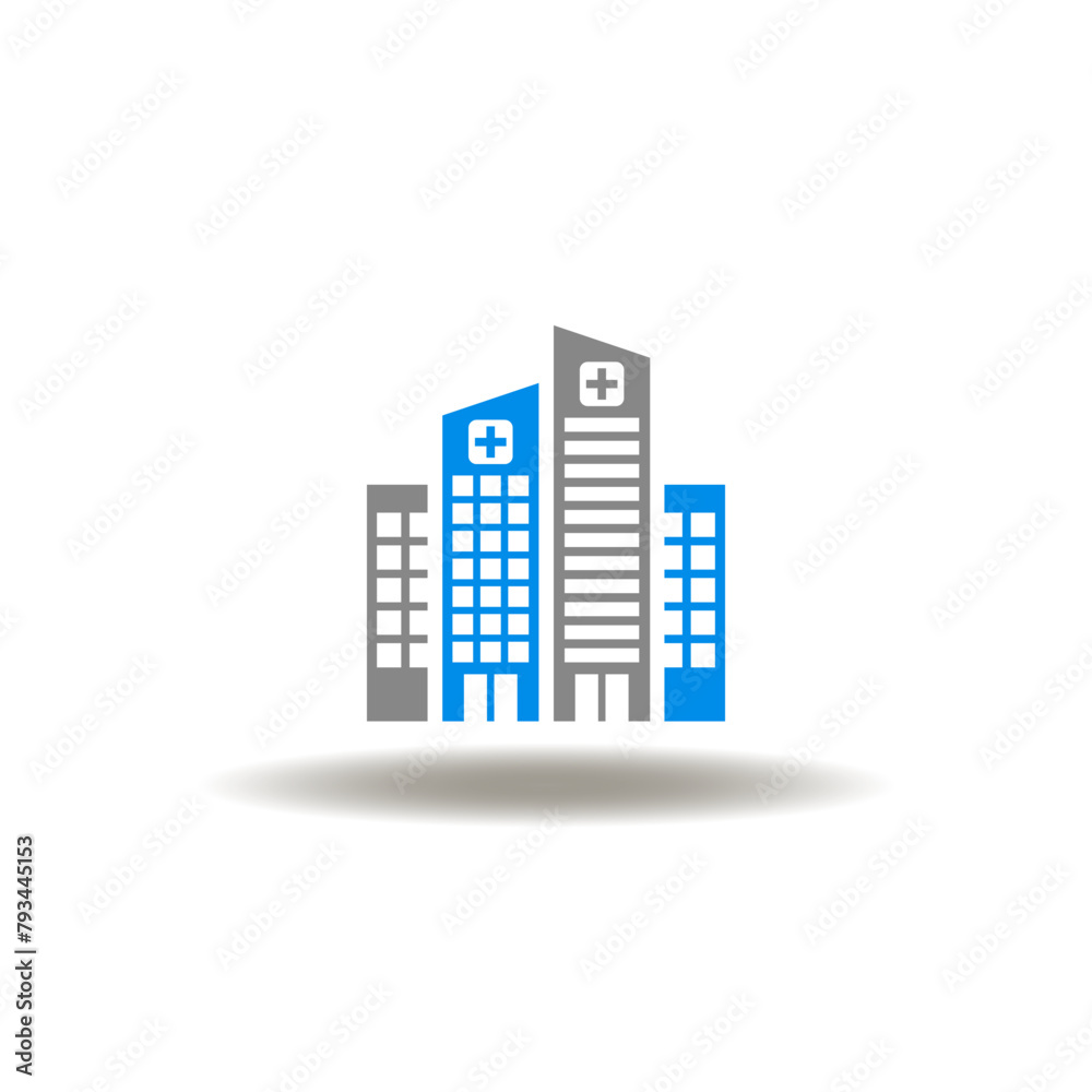 Vector illustration of hospital building skyscraper. Icon of medical ...