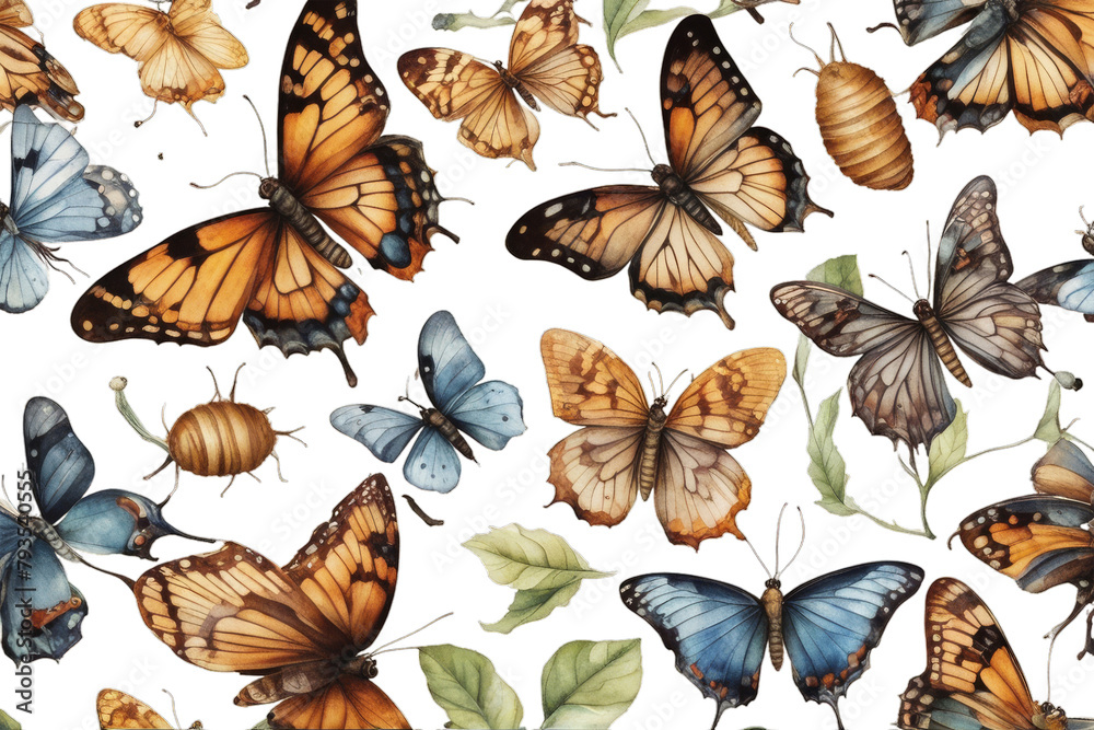 stages background caterpillar set adult hand illustration pupa insect ...