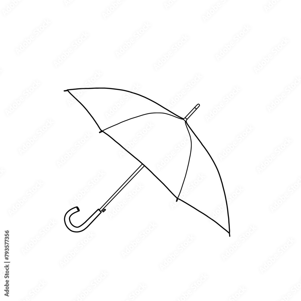 Technical sketch drawing of umbrella line art. Hand-drawn colored ...