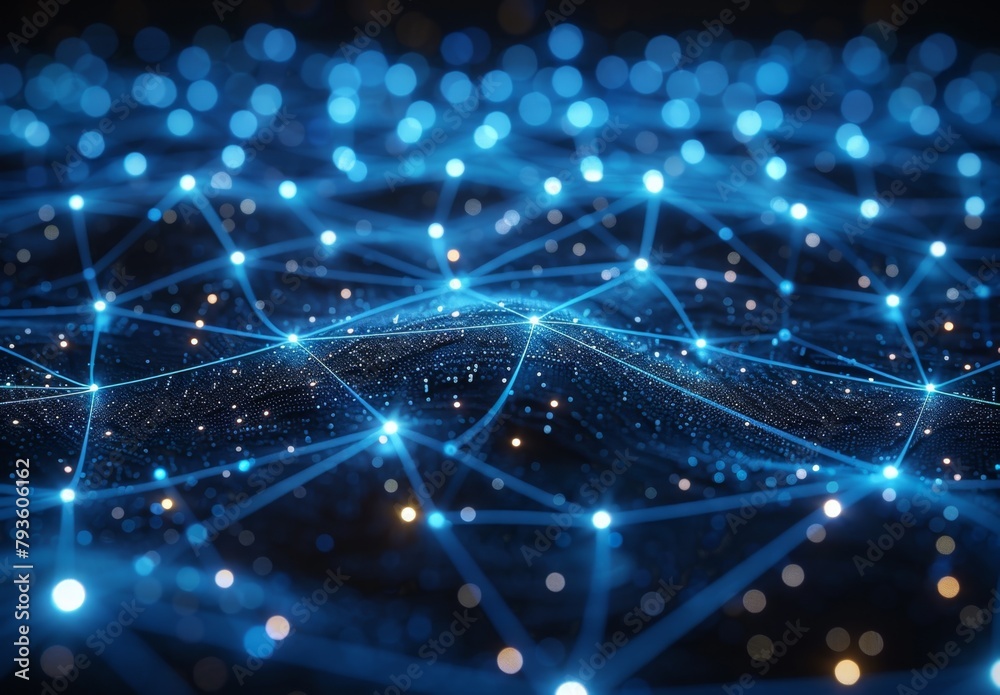 Abstract Digital Network Connection with Blue Background for Web Design ...