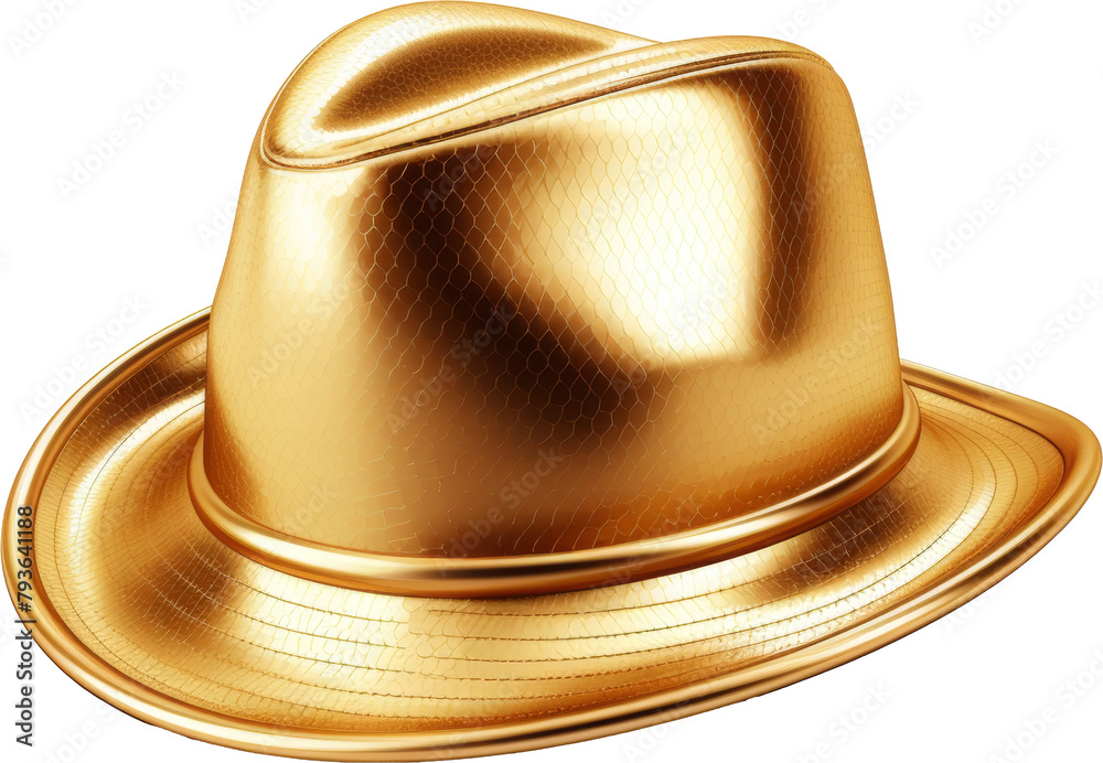 golden hat,hat made of gold ,cowboy hat isolated on white or ...