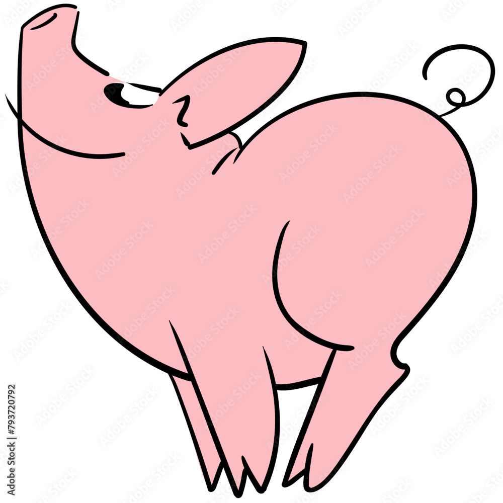 Smiling cute little pig posing and jumping Stock Vector | Adobe Stock