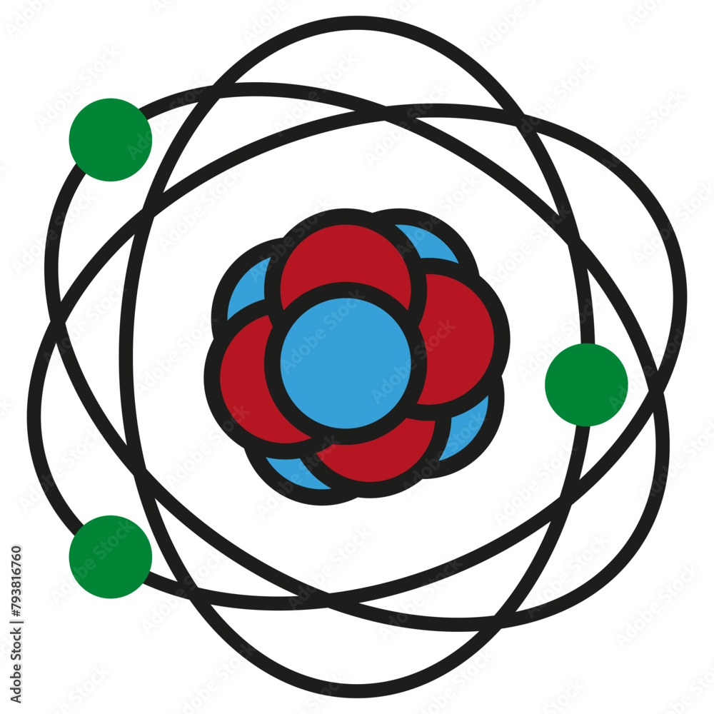 simple atom symbol, molecule concept, structure of the nucleus, atom ...