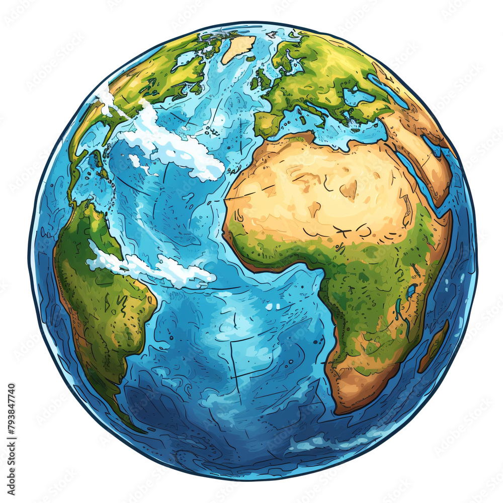 globe earth cartoon style transparent background Stock Illustration ...