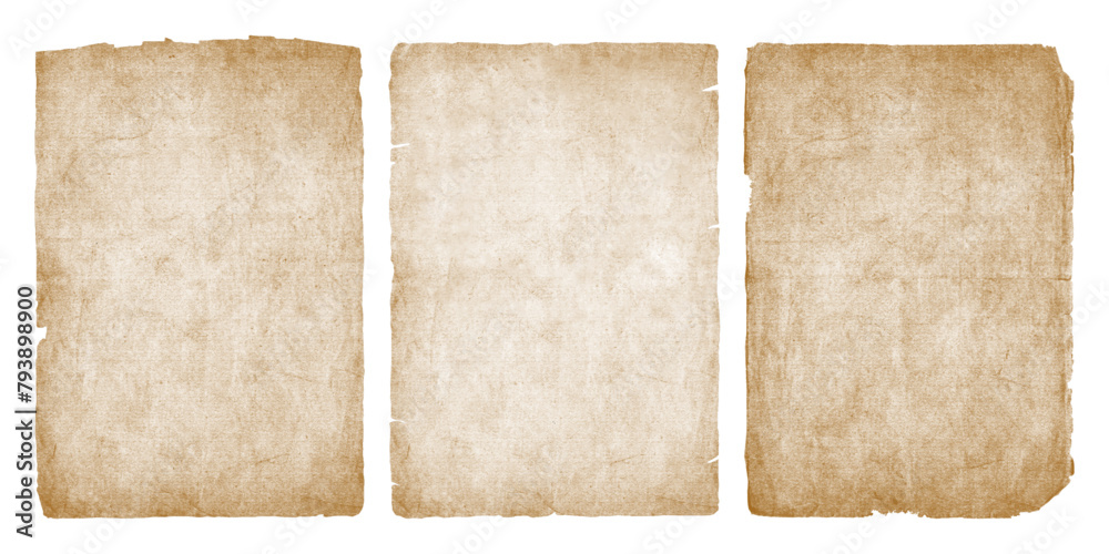 Old vintage paper sheets with ripped edges. Antique paper texture set ...