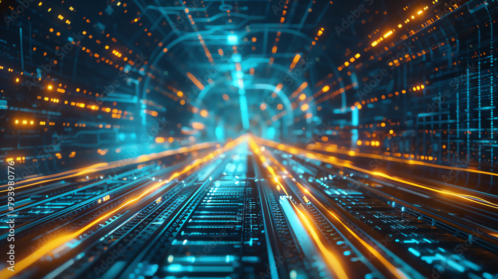 Train temple 3D Hologram Wireframe pixels, Blue Neon Light, Volumetric Epic Quantum computing ...