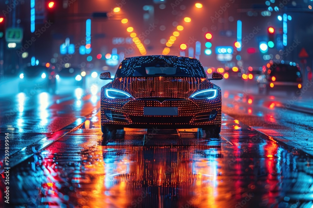 Autonomous electric car navigating through a smart city with ...