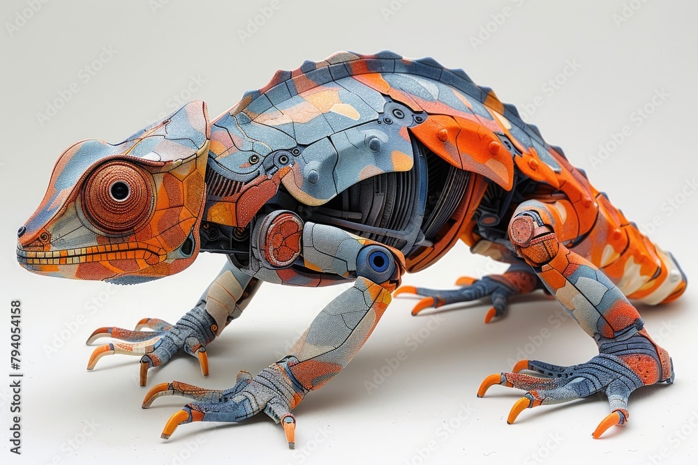 Chameleon robot with color-changing skin, demonstrating camouflage ...