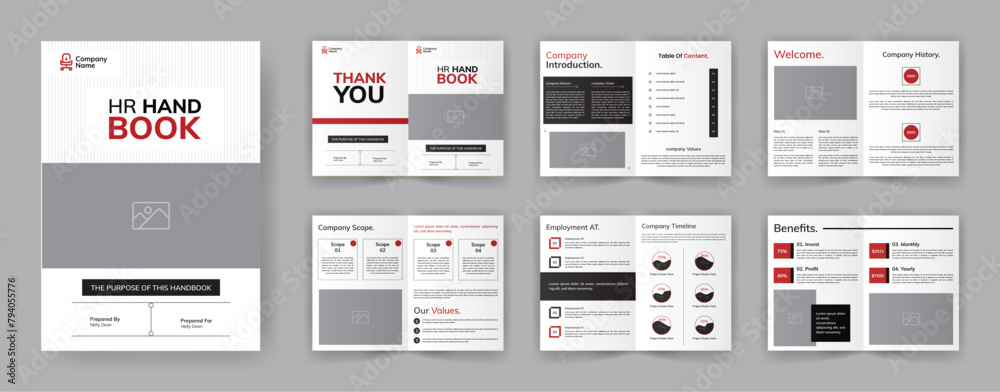 HR Employee Handbook Brochure Template. Welcome Company Handbook ...