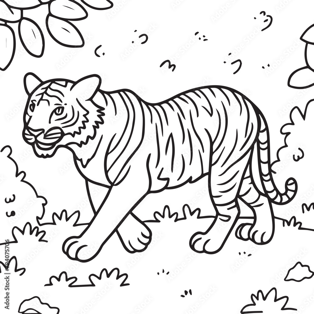 Tiger coloring pages. Tiger line art for coloring pages. Tiger outline ...
