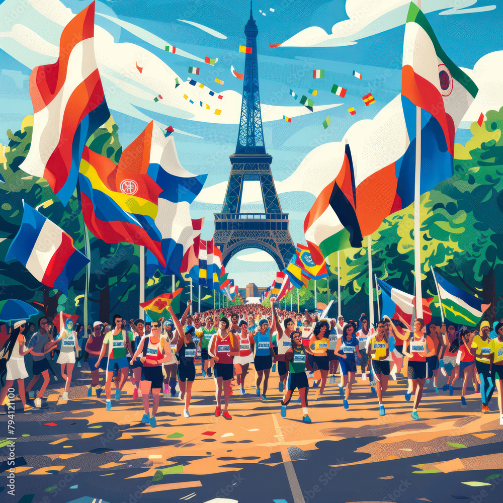 Paris 2024 Olympic games opening parade with all athletes and country ...