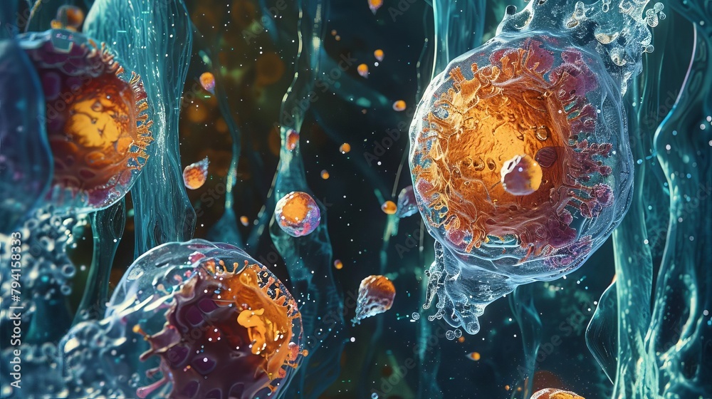 exploration of cellular therapy and regeneration depicted through a ...