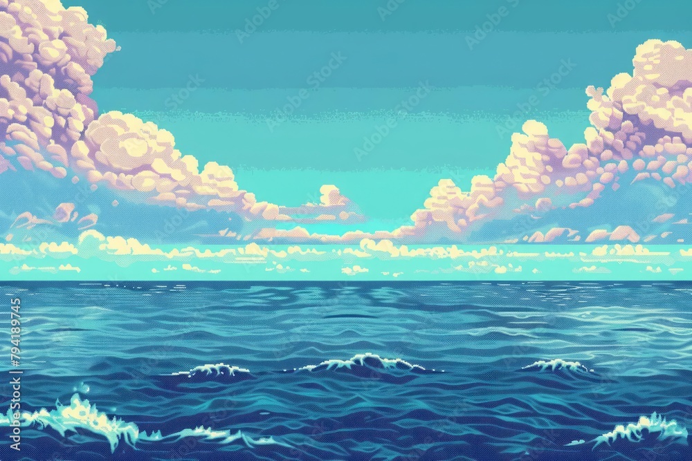 Pixel art dither ocean texture. Bitmap 8-bit style noise pixel art ...