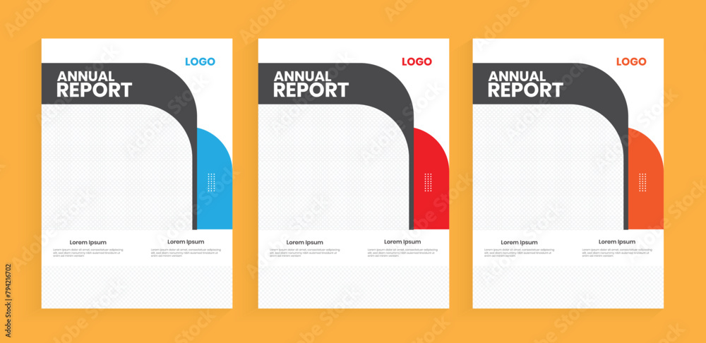 Annual report cover page template. Blank paper layout with editable EPS ...