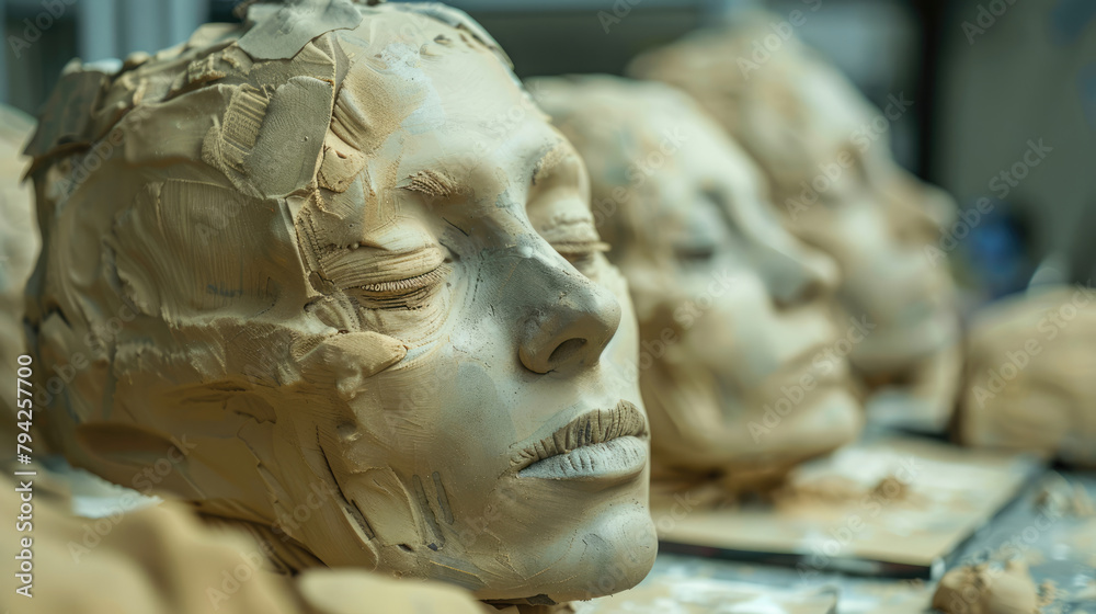 Creating a statue from clay. Female character modeling Stock Photo ...