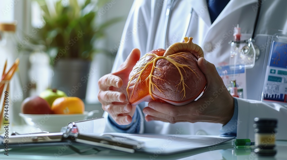 Doctor with human Liver anatomy model. Liver cancer and Tumor, Jaundice ...
