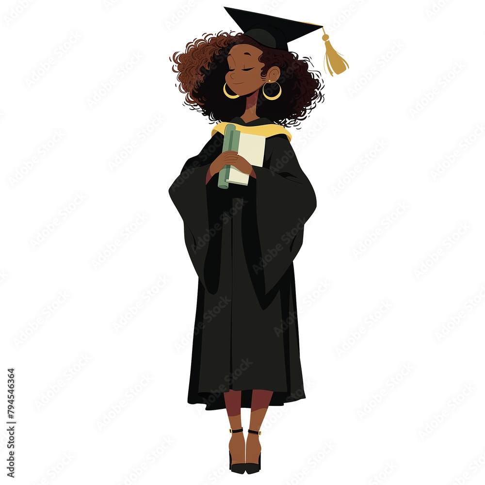 graduate with diploma cap and gown clip art Stock Illustration | Adobe ...