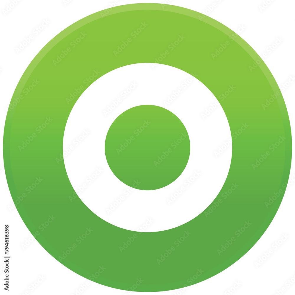 Green circle mark icon in round shape, simple control panel flat design ...