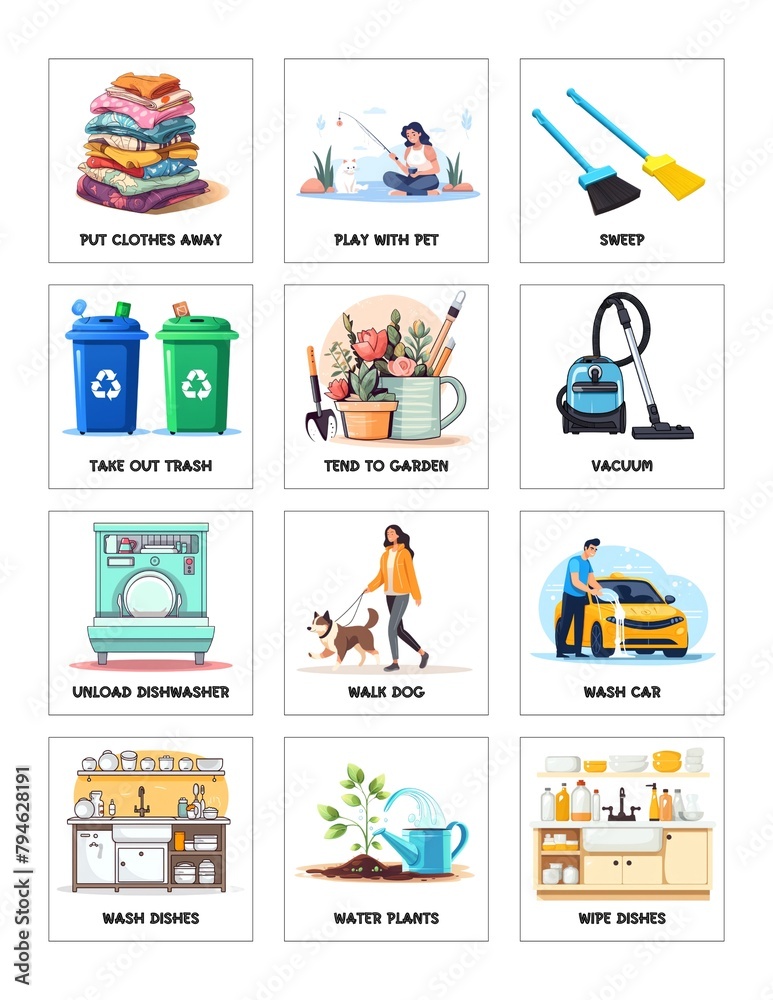 Ilustracja bez tantiem: Kids Daily Routine Cards,Daily Checklist for ...