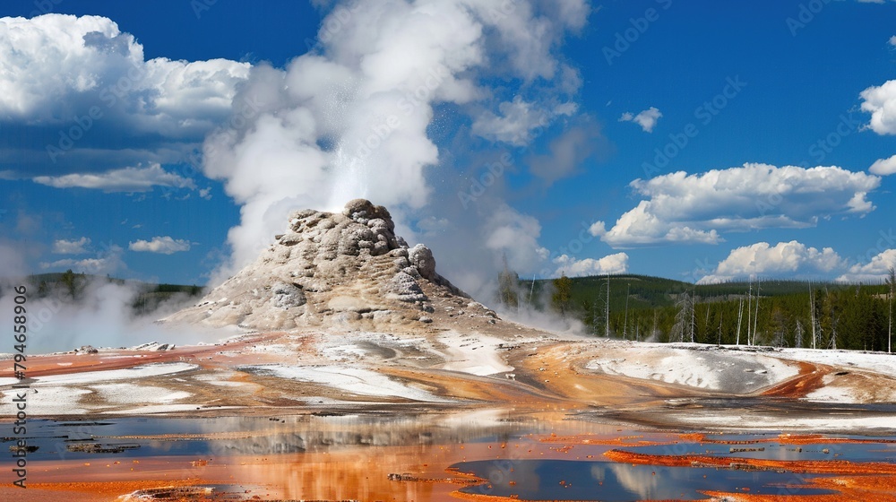 Geysers shoot hot water and steam into the air with great force. The ...