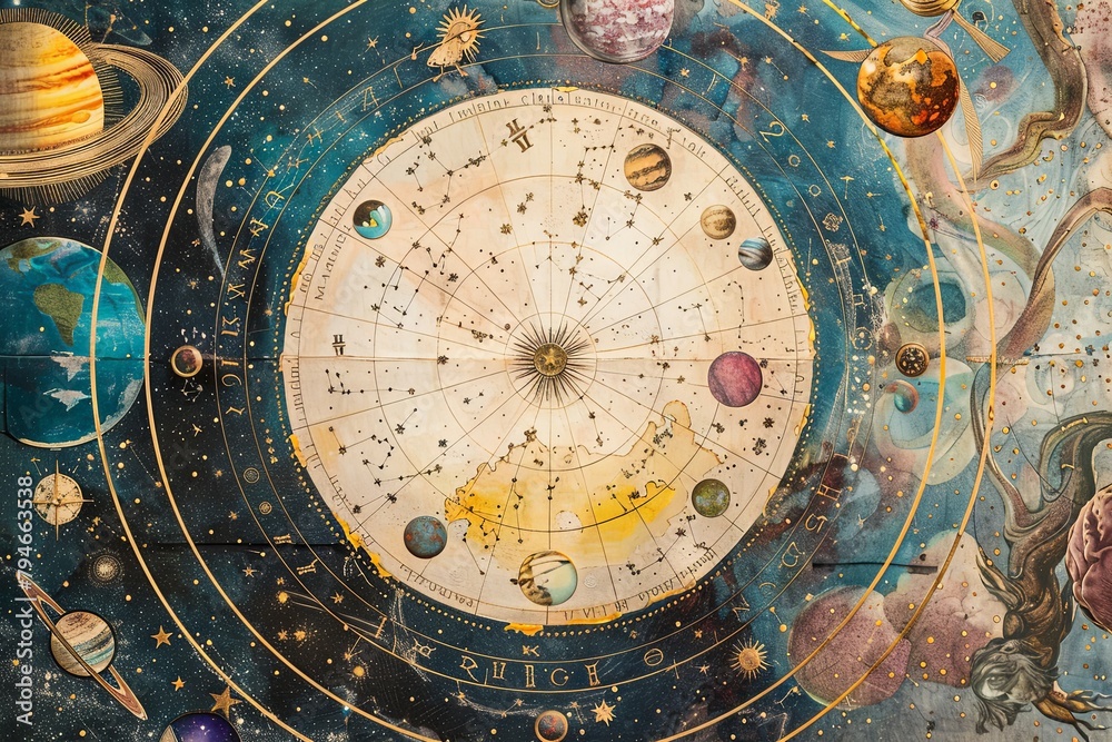 A detailed artwork showcasing the planets in our solar system orbiting ...
