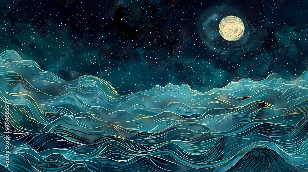 swirling lines and cool colors to overlay a starry night inspired sky ...