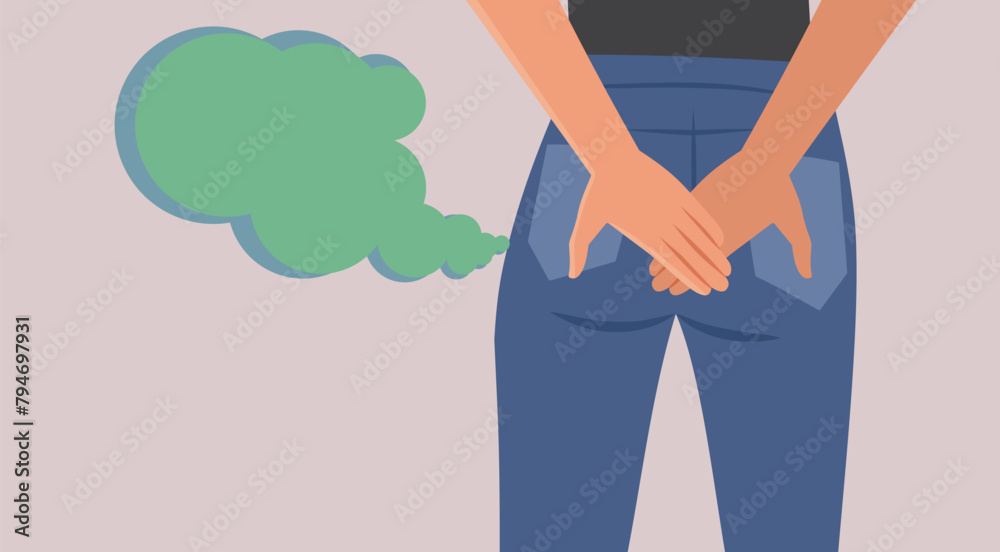 Woman Covering her Pants Feeling Gassy Vector Cartoon illustration ...