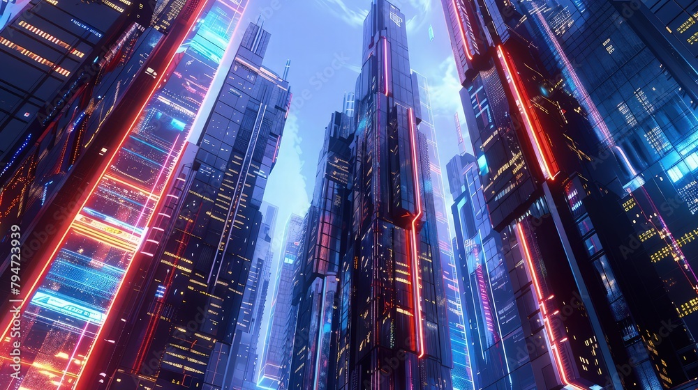 building city sky line with sky view Stock Illustration | Adobe Stock