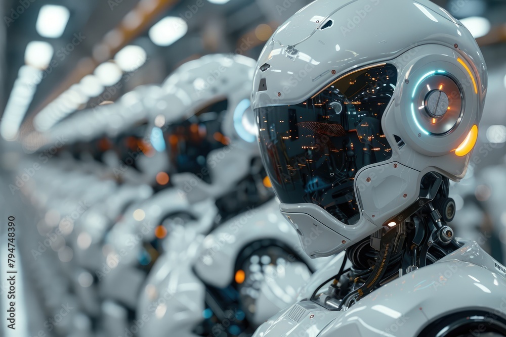 An athlete wearing an AI-powered exoskeleton racing against a robot ...