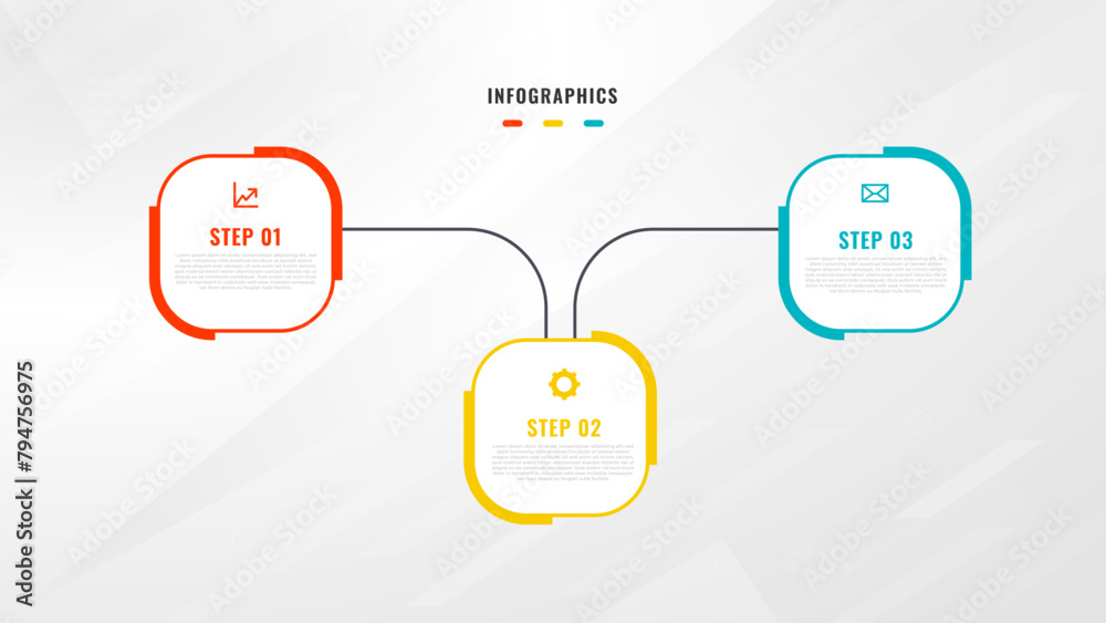 Two Step Infographic label design Vector template with line icons ...