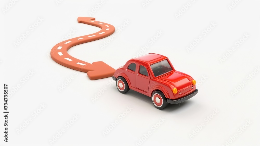 Toy Car Following a Dotted Line Path on White Background - GPS ...
