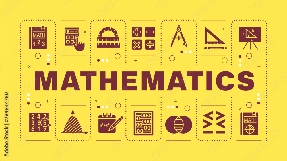Mathematics light orange word concept. Science calculations. Academic ...