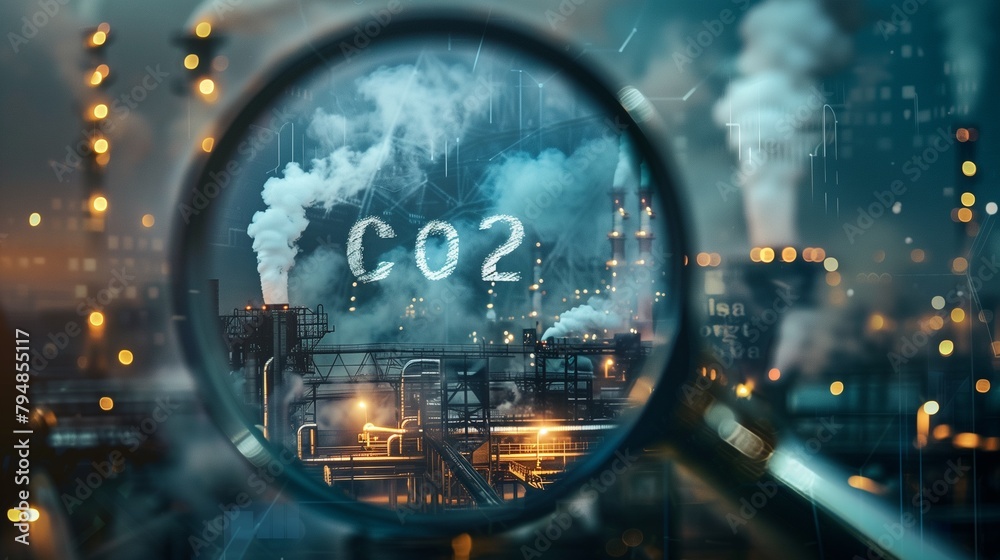 An image depicting the concept of CO2 emissions and carbon footprint ...