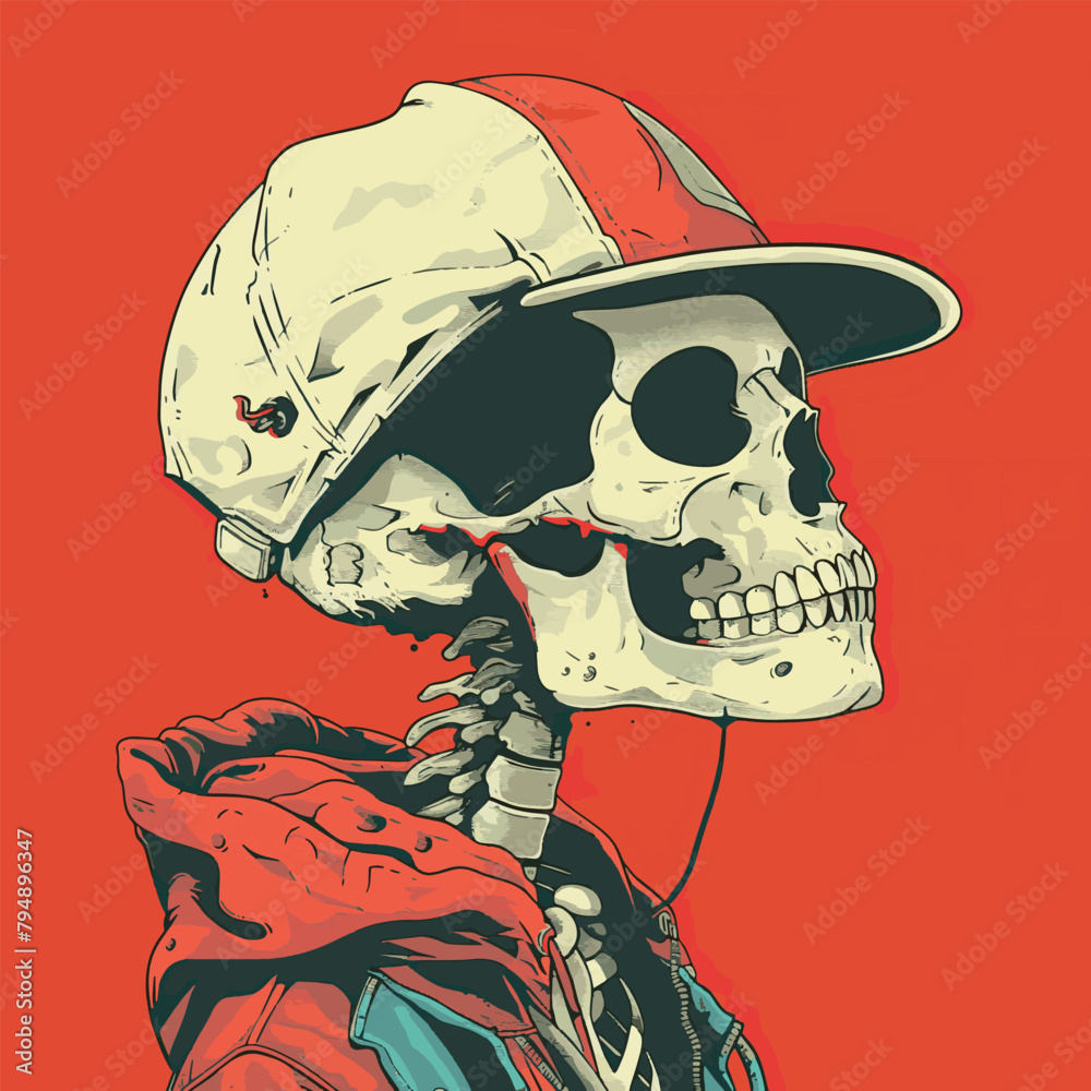 Skeleton with hat style rapper funky Vector Illustrative for your work ...