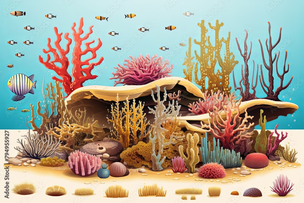 Coral Polyp Life Cycle Chart - Detailed Coral Reef Ecosystem ...