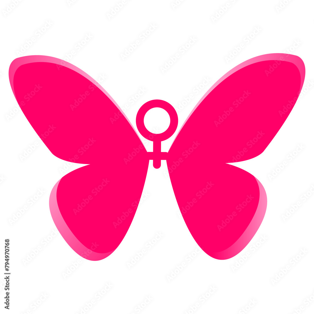 Vector illustration of female symbol with butterfly wings on ...