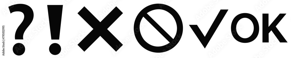 Vector of question mark, Not allowed vector set,All right symbol vector ...