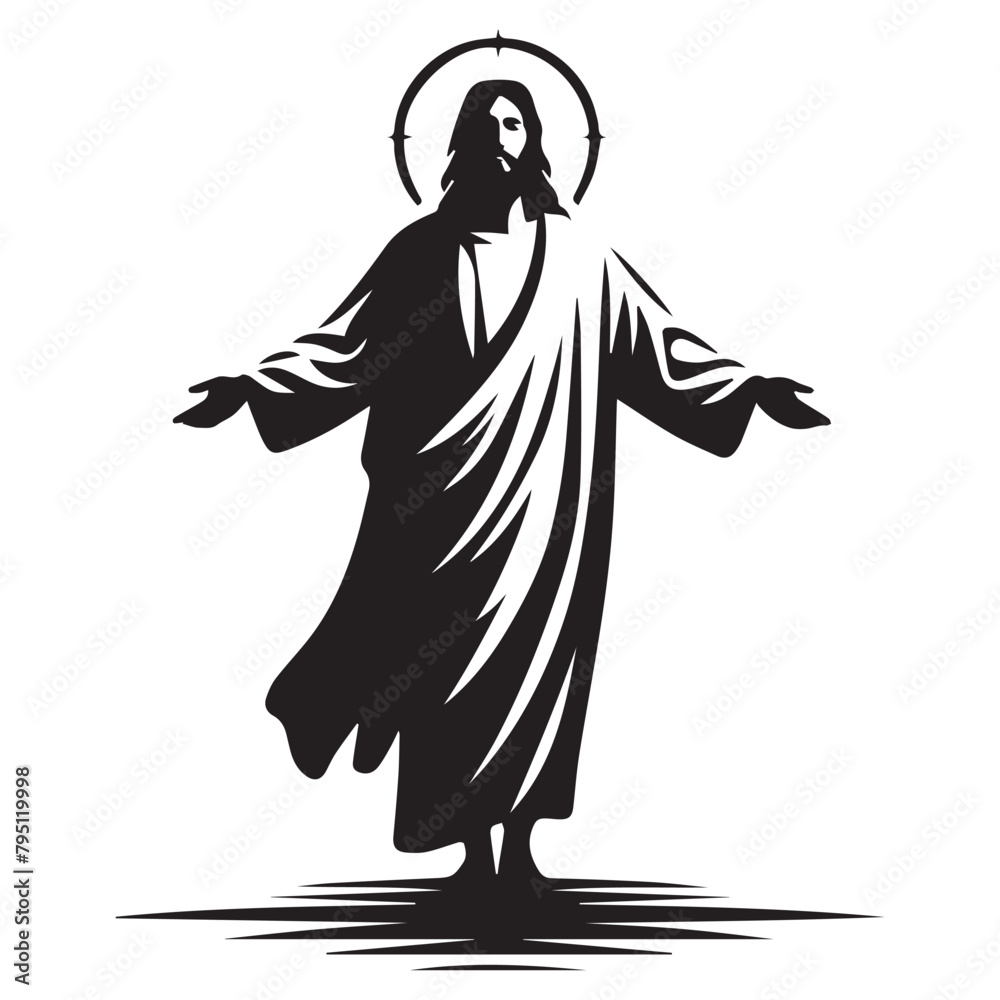 Jesus Christ Vector illustration. Black silhouette svg of Jesus, laser ...